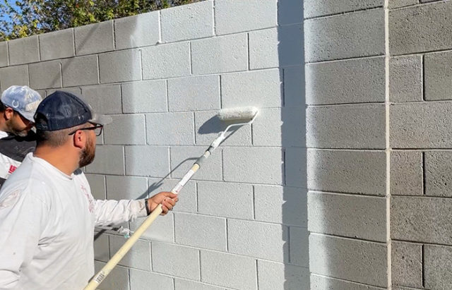 How to paint a cinder block fence in Arizona.